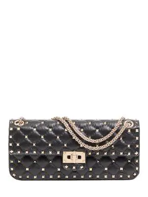 Valentino Garavani Rockstud Spike Medium Shoulder Bag In Kidskin - Black