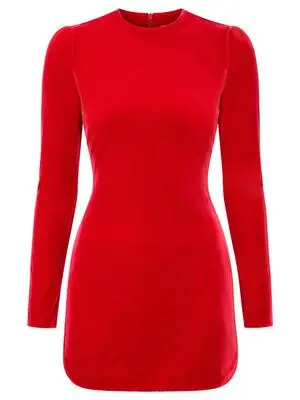 Alaïa Cinched Velvet Mini Dress - Red