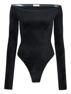 Alaïa Velvet Off-the-shoulder Bodysuit - Black
