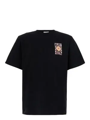 Casablanca Black Crew Neck T-shirt With Logo Detail On The Front And Maxi Logo On The Back In Cotton For - Multicolor