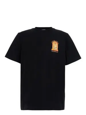 Casablanca Black Crew Neck T-shirt With Logo Detail On The Front And Maxi Logo On The Back In Cotton For - Multicolor