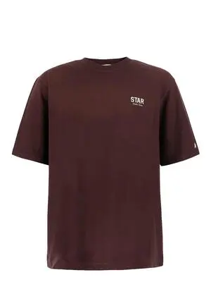 GOLDEN GOOSE Bordeaux Crew Neck T-shirt With Logo Lettering On The Front In Cotton For - Multicolor