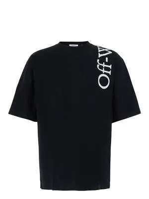 Off-White Off-White Men Black Crew Neck T-Shirt With Logo Lettering In Cotton For Men Black