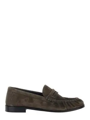 Saint Laurent Loafers 'le Loafer Camoscio' With Rounded Toe In Leather - Brown