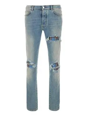 Amiri Light Blue Jeans With Ripped Details And Faded Design In Denim For - Multicolor