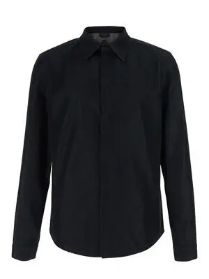 Gucci Black Shirt With Pointed Collar And Tone-on-tone Gg Logo On The Back In Denim For - Multicolor