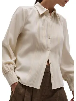 ME+EM Micro Cord Slim Fitting Blouse Winter - Cream