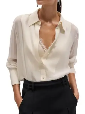 ME+EM Evening Sheer Silk Blouse Light Cream