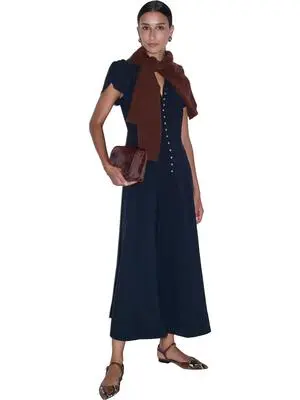 ME+EM A-line Feature Button Maxi Dress - Navy