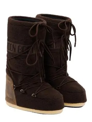 Moon Boot Icon Leather-trimmed Snow Boots Brown