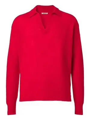 Auralee Alpaca-blend Polo Sweater - Red