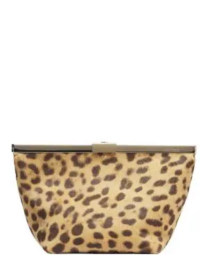 JIMMY CHOO Ganache Mini Leopard-print Calf Hair Clutch - Beige
