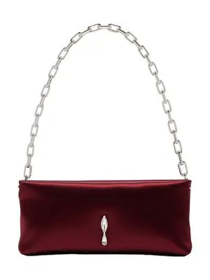CHRISTIAN LOUBOUTIN Maykimay Small Embellished Satin Clutch - Silver