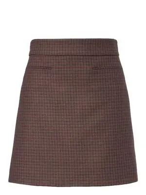 Gucci Checked Wool-blend Miniskirt - Brown