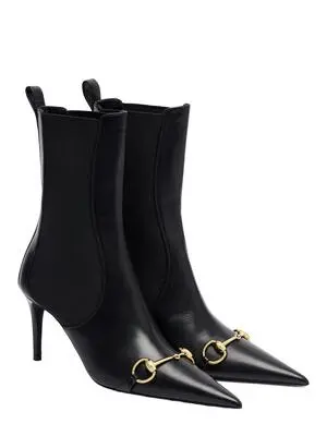 Gucci Donna Horsebit Leather Ankle Boots - Black