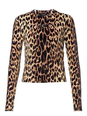Gucci Logo Leopard-print Cotton Jersey T-shirt - Brown
