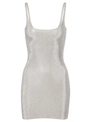 Gucci Crystal-embellished Jersey Minidress - Grey