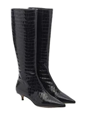 JIMMY CHOO Amis Croc-effect Leather Knee-high Boots - Blue