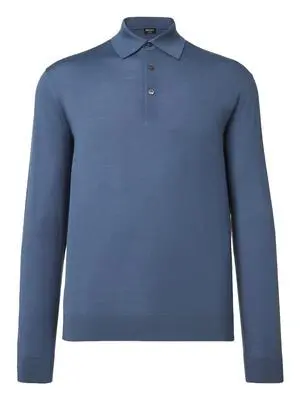 Zegna Wool Polo Sweater - Blue