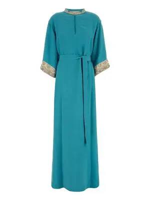 Valentino Garavani Turquoise Crepe Long Dress - Blue