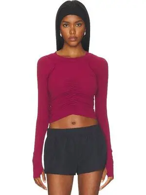Free People X Tempo Ruched Longsleeve Top - Brick