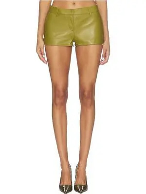 Retrofete Retrofete Valesia Leather Short In Green. Basil