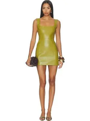 Retrofete Tilde Leather Dress In Green - Basil