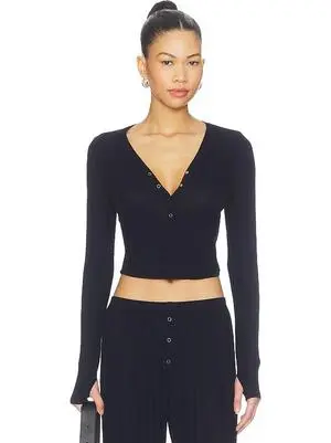 Michael Lauren Fremont Deep V Snap Henley - Navy