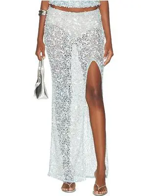 LA FUORI Isolde Lace Skirt In Blue - Teal