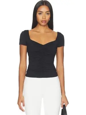 Susana Monaco Sweetheart Shortsleeve Gathered Top - Black