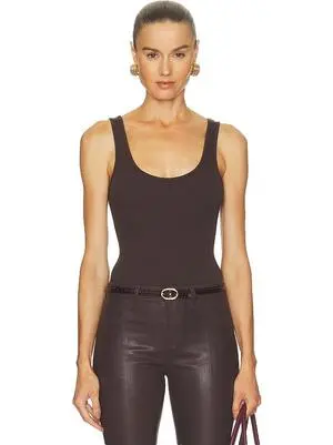 L'Agence Nica Scoop Tank Bodysuit In Brown - Dark Java
