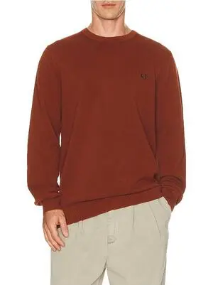 Fred Perry Pique Stitch Jumper In Red - Brandy