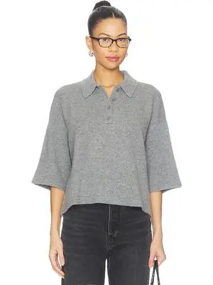 FRAME The Academy Polo Top In Grey - Graphite Grey