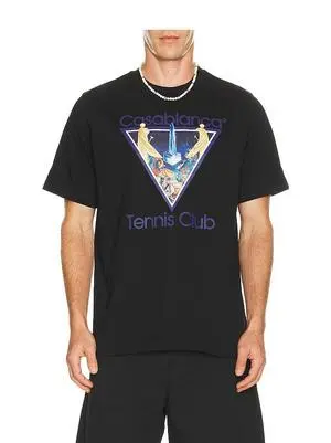 Casablanca Monde Perdu Tennis Club Icon Printed Classic T-shirt - Black