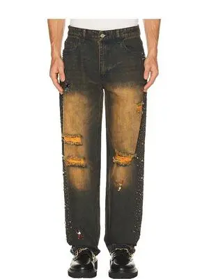 RYOKO RAIN Ryoko Rain Vintage Washed Stutted Jeans In Grey.