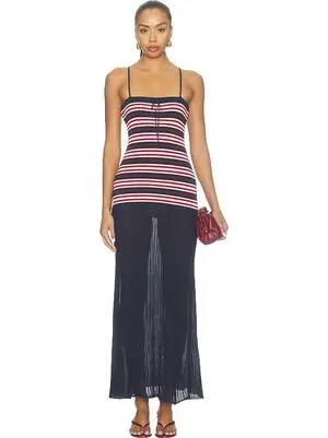 Faithfull The Brand Doris Maxi Dress In Navy - Cila Stripe Navy