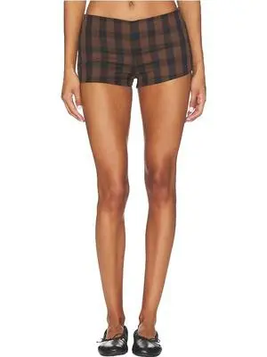 MORE TO COME Audriena Short In Brown - Plaid Multi