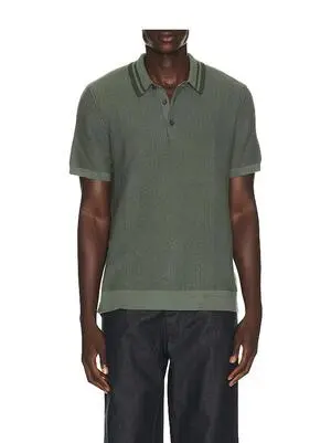 RHONE Fine Knit Sweater Polo In Green - Olive Shadow