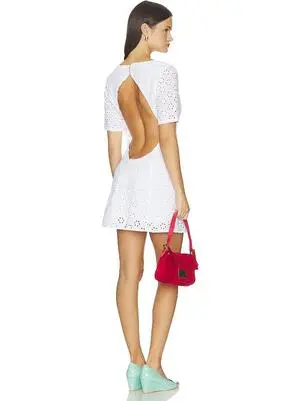 Frankies Bikinis X Devon Lee Carlson Lee Eyelet Mini Dress In White - Fluff