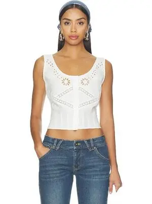 Frankies Bikinis X Devon Lee Carlson Ever Cotton Blouse In White - Fluff