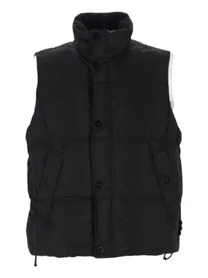 Stone Island Gilet Imbottito In Piuma Resistente Al Vento Con Antigoccia - Black