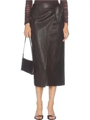 Lna Vega Faux Leather Wrap Skirt - Brown