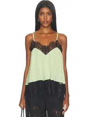 WeWoreWhat Lace Voile Cami Top In Green - Matcha