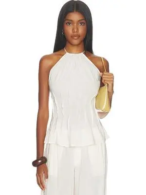 WeWoreWhat Pleated Halter Top In Cream - Vanilla