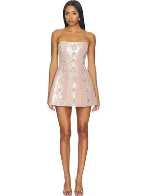 BRONX BANCO Diamond Embellished Maraya Mini Dress - Nude