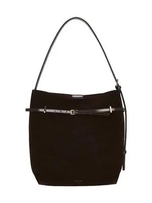 VERAFIED X X Suede Belted Tote Bag In Brown - Espresso