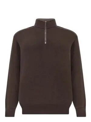 Paul & Shark Wool Half-zip Sweater With Typhoon® Platinum Details - Coffee