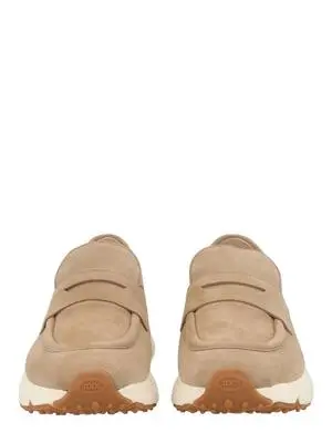 TOD'S Mocassino Sportivo In Pelle Scamosciata - Cream