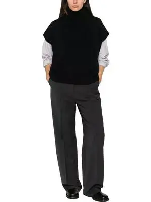 NICHOLSON & NICHOLSON Puff Ribbed-collar Sleeveless Sweater - Black