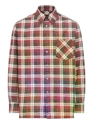 MAISON MARGIELA Logo-embroidered Checked Shirt - Red